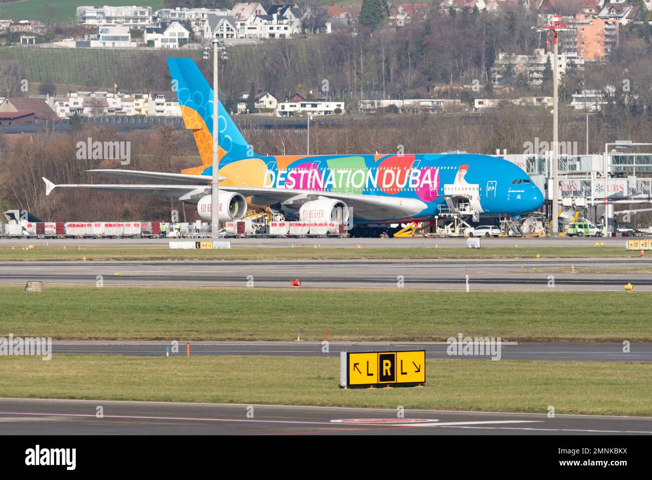 Zurich, Switzerland, January 19, 2023 Emirates Airbus A380-861 aircraft ...