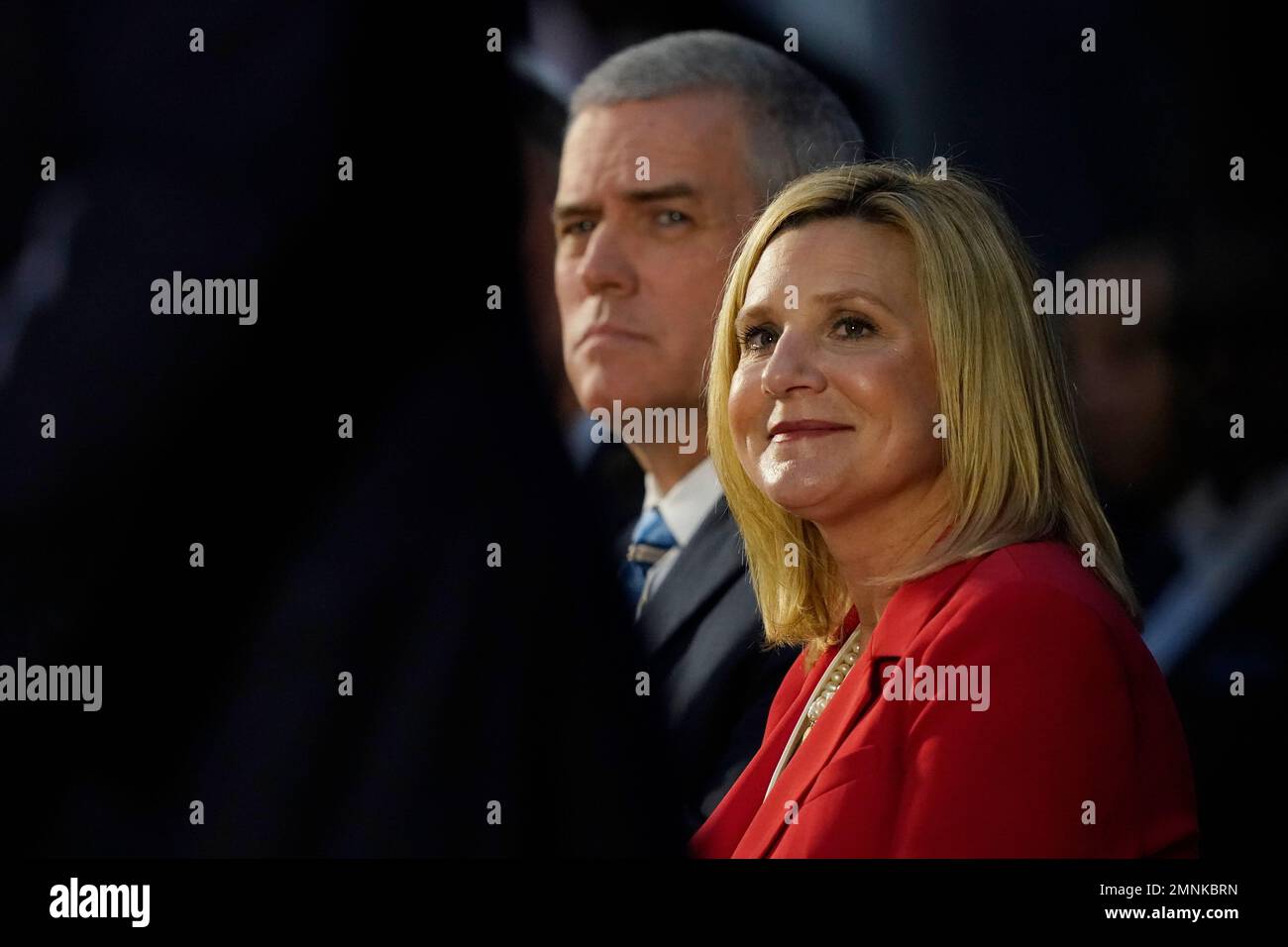 First Lady Elee Reeves smiles as she and House Speaker Philip Gunn, R ...
