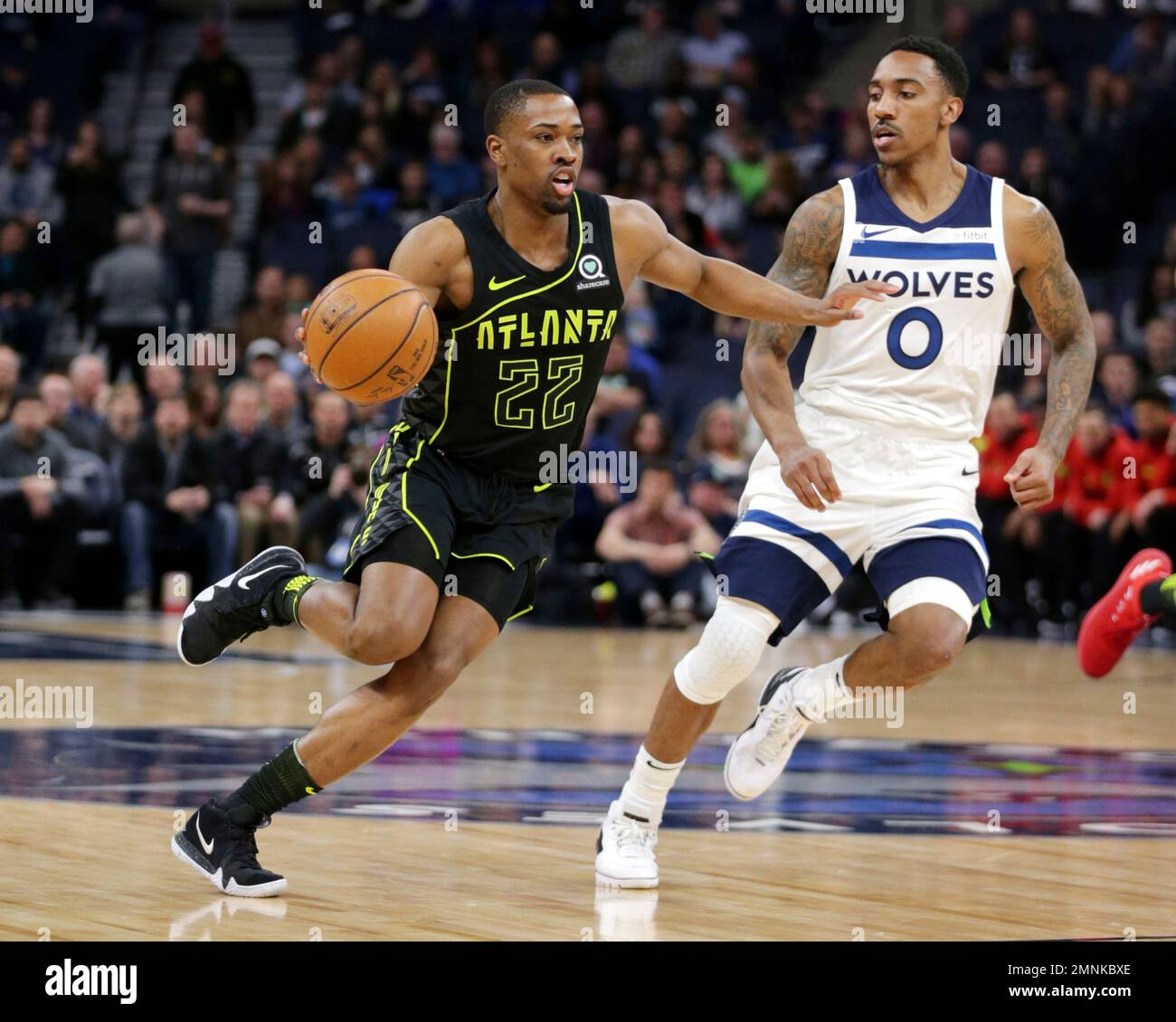 Atlanta Hawks guard Isaiah Taylor (22) drives on Minnesota Timberwolves ...