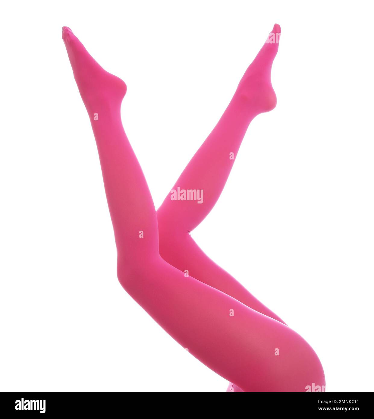 Woman wearing pink tights on white background, closeup of legs Stock Photo - Alamy