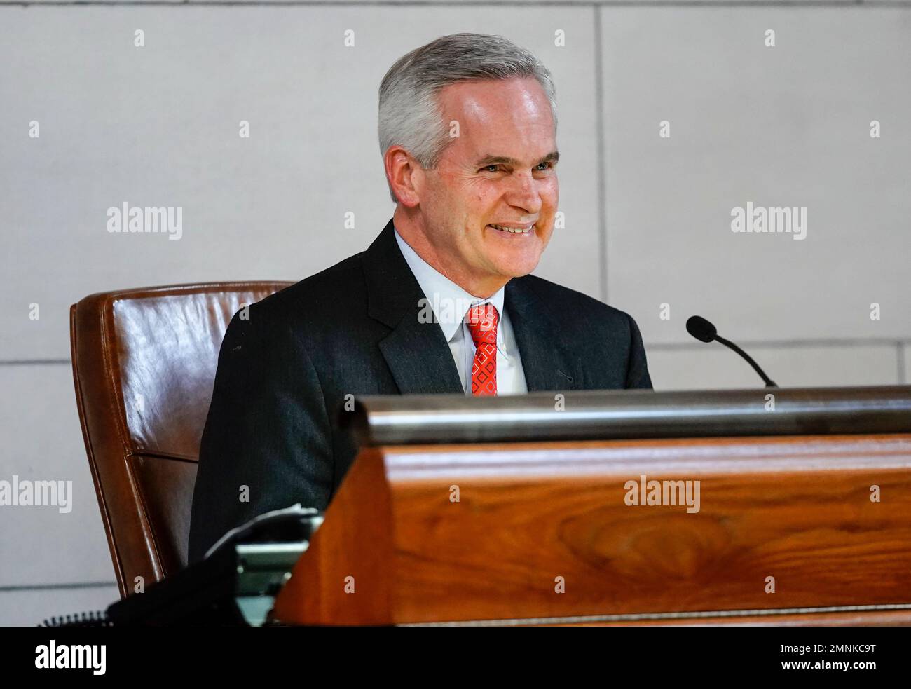 Nebraska Lt. Gov. Mike Foley smiles as he presides over a Legislative ...
