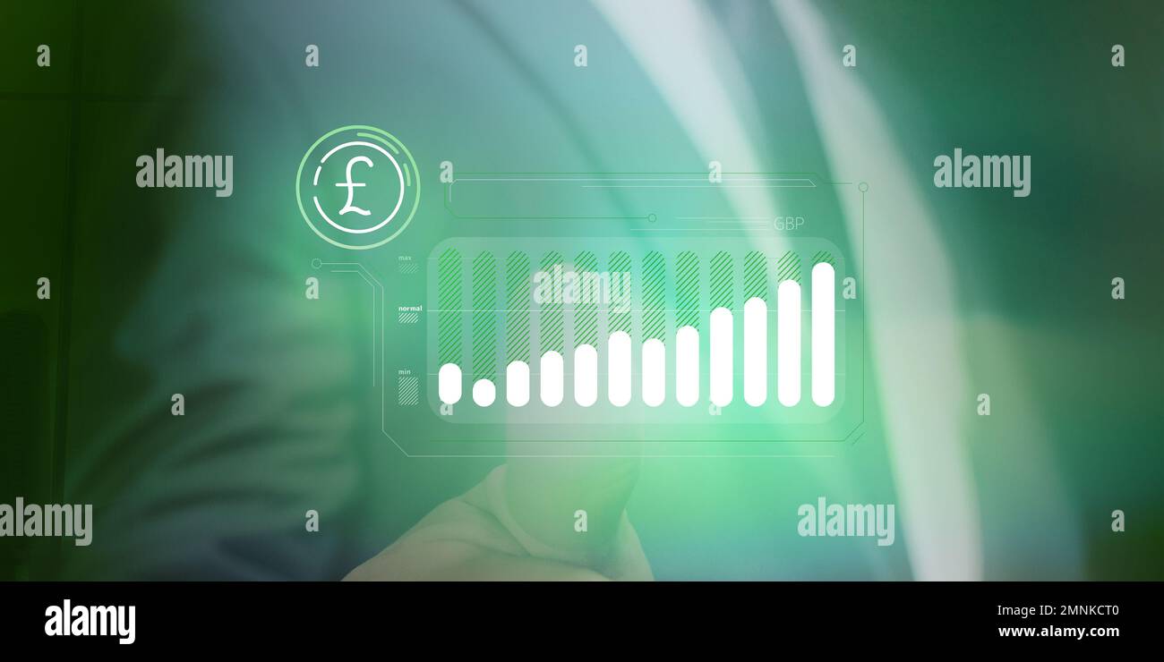 Abstract infographic about the growth of the pound sterling price Stock ...