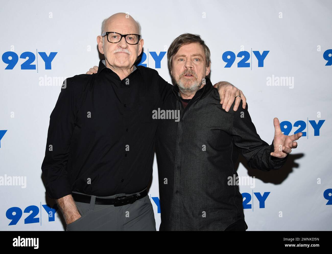 Puppeteer and actor Frank Oz, left, and actor Mark Hamill pose together ...