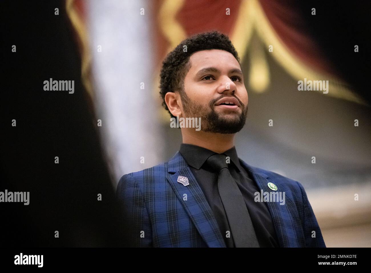Representative Maxwell Frost (D-FL) speaks to media at the U.S. Capitol ...