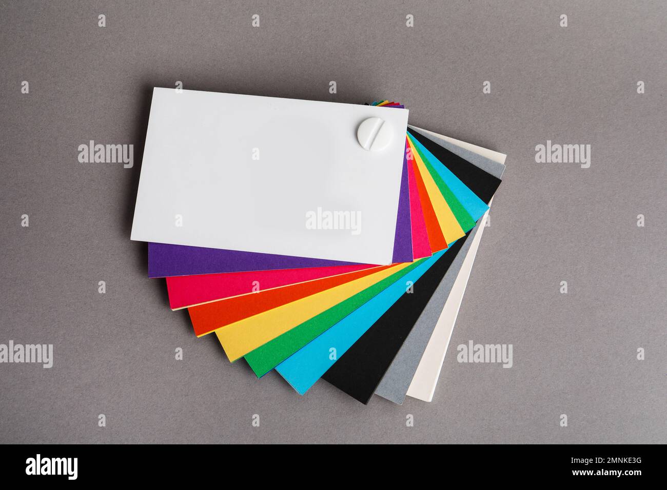 Color palette on grey background, top view Stock Photo - Alamy