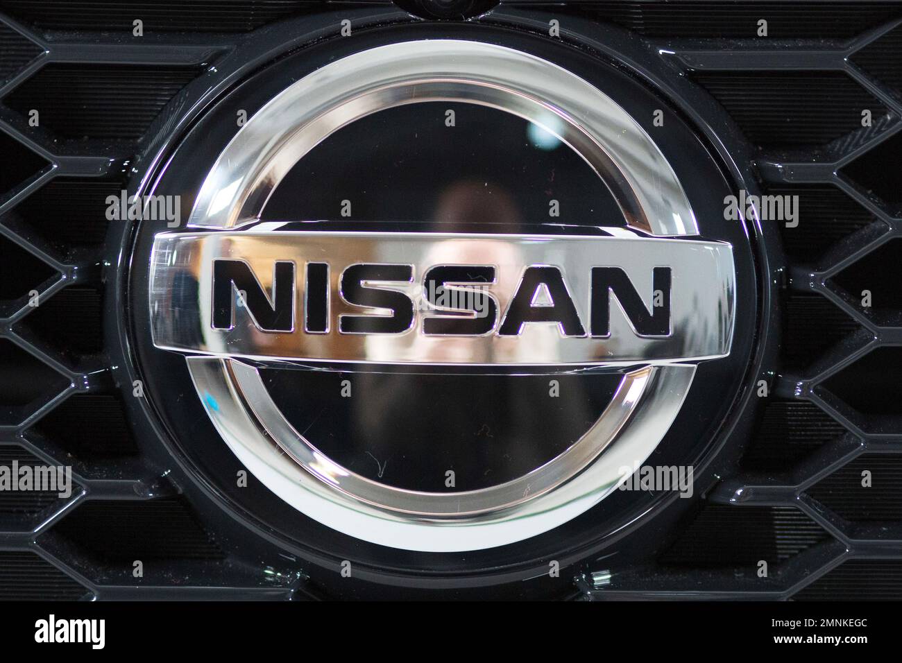 In this Monday, March 26, 2018 photo, the emblem of the 2019 Nissan ...