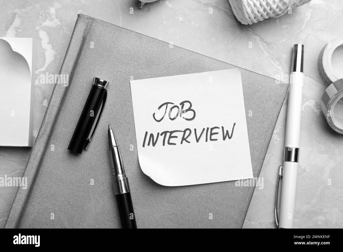 Job interview table top view Black and White Stock Photos & Images - Alamy