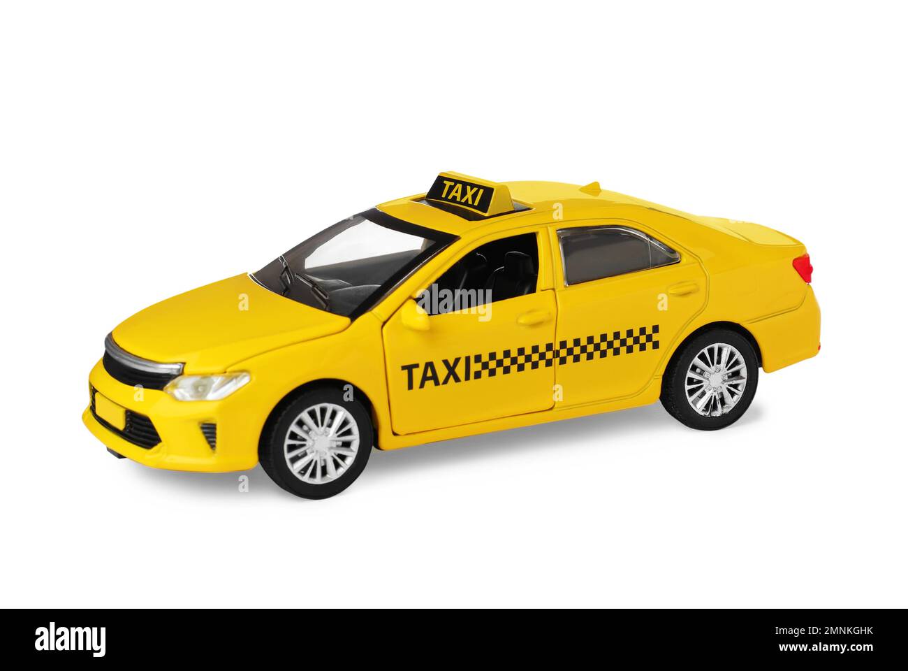 Yellow taxi car model isolated on white Stock Photo - Alamy