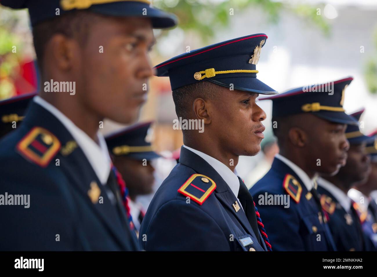 Soldiers attend a ceremony presenting the leadership of the newly ...