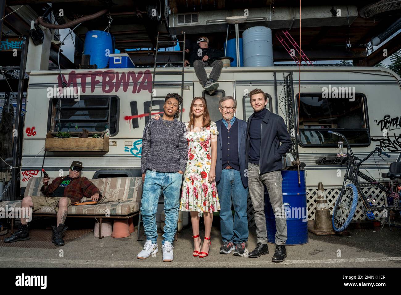 In this March 16, 2018 photo, Tye Sheridan, from right, Steven ...