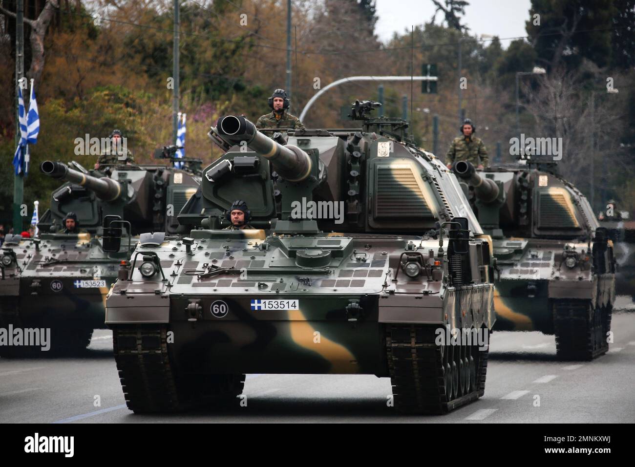 Greece's military vehicles are driven during a parade, in Athens ...