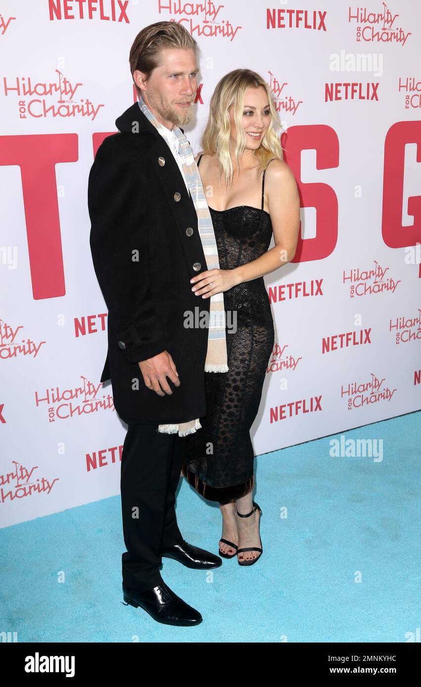 Karl Cook, left, and Kaley Cuoco arrive at the 6th Annual Hilarity For ...