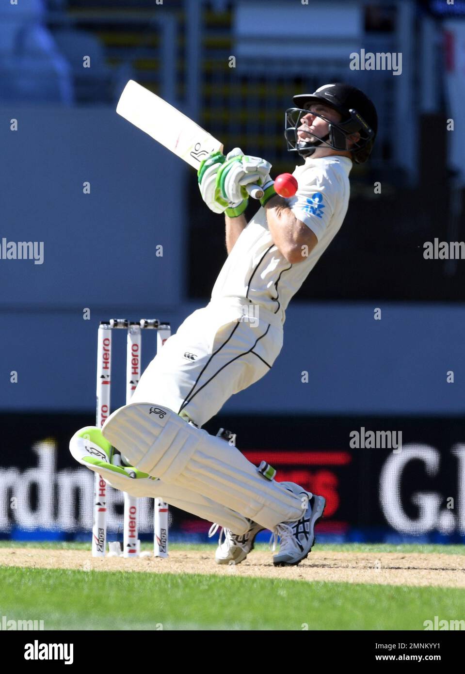 New Zealand's Todd Astle ducks a bouncer from England's Stuart Broad ...