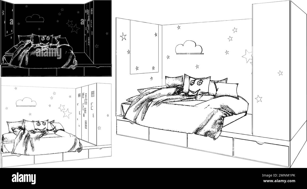 Child Room Child Bad Vector. Illustration Isolated On White Background ...