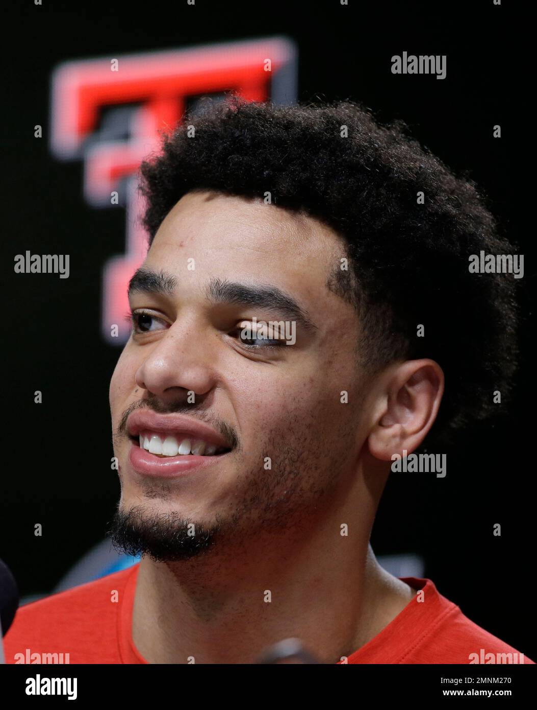 Texas Tech forward Zach Smith smiles during a news conference at the ...