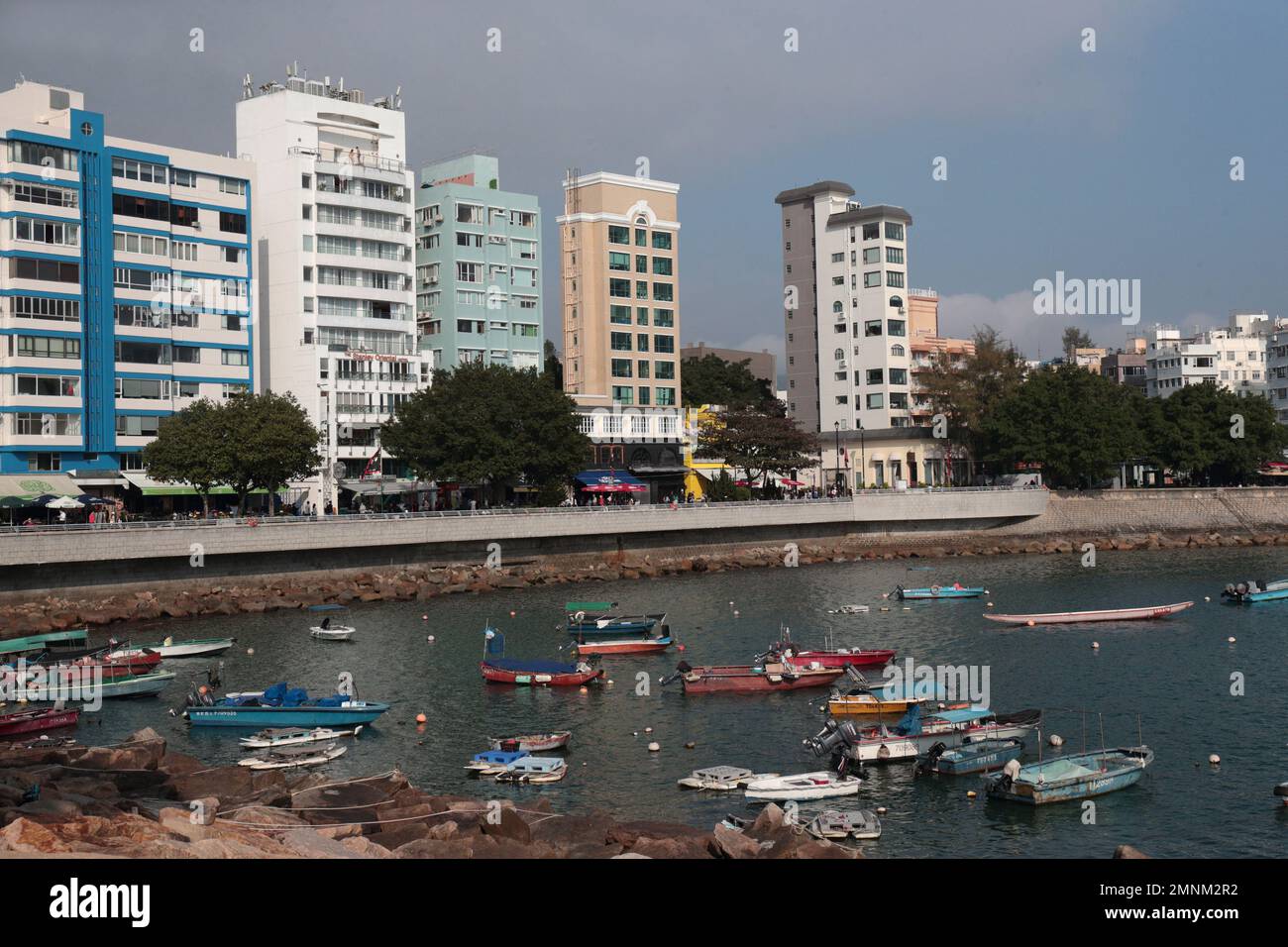 View of sampans in the harbour in front of Stanley Main Street, Stanley ...