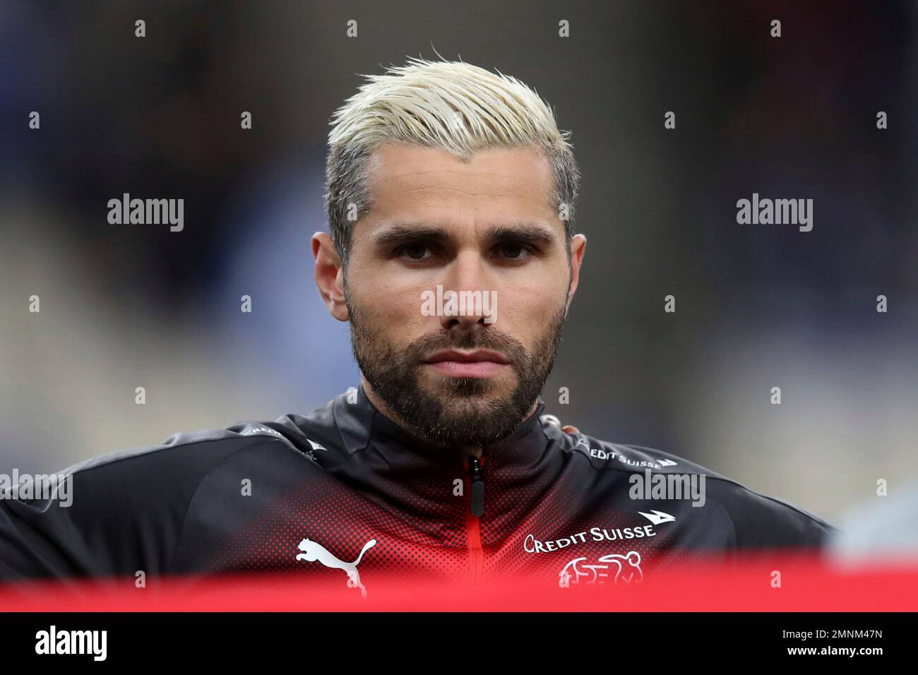 Switzerland's Valon Bahrami stands for the national team of his country ...