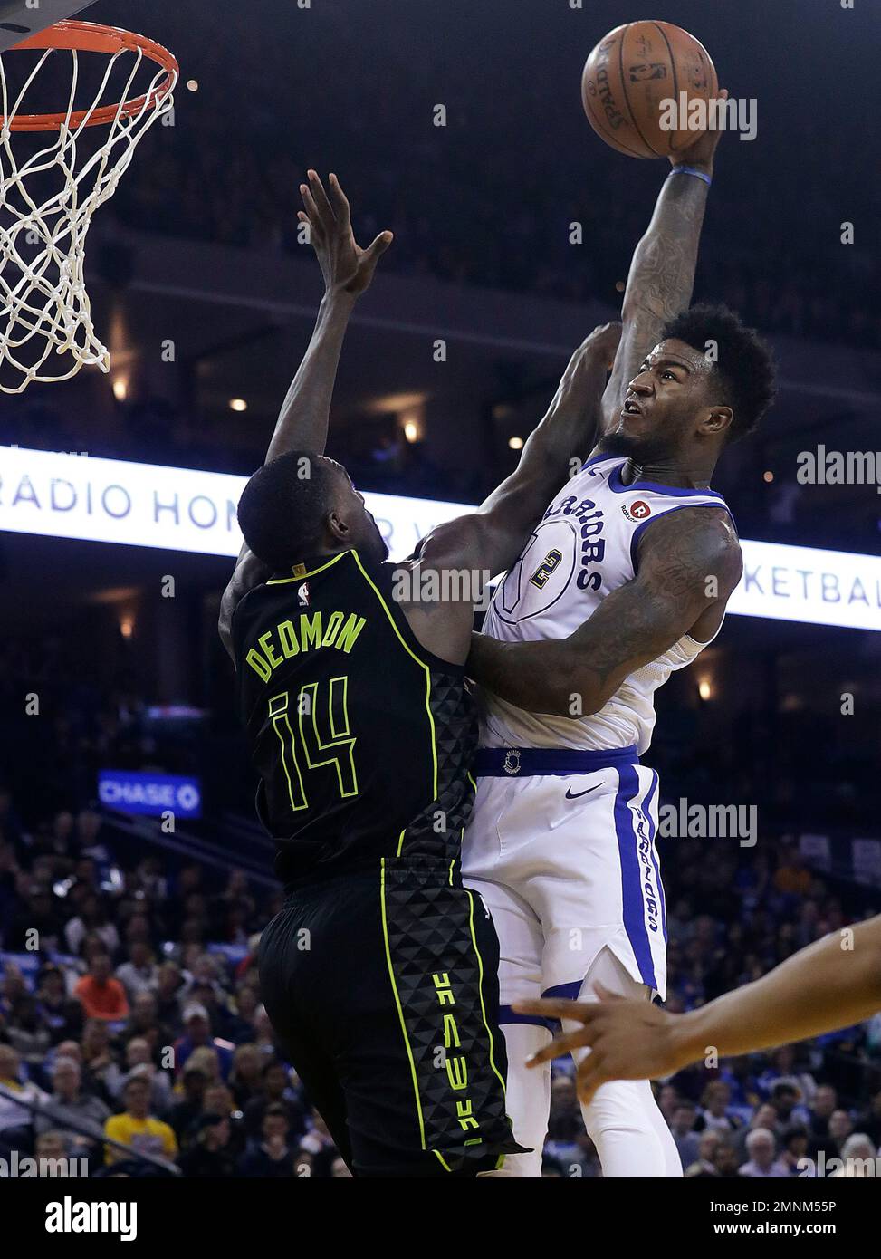 Golden State Warriors forward Jordan Bell (2) misses a dunk against ...