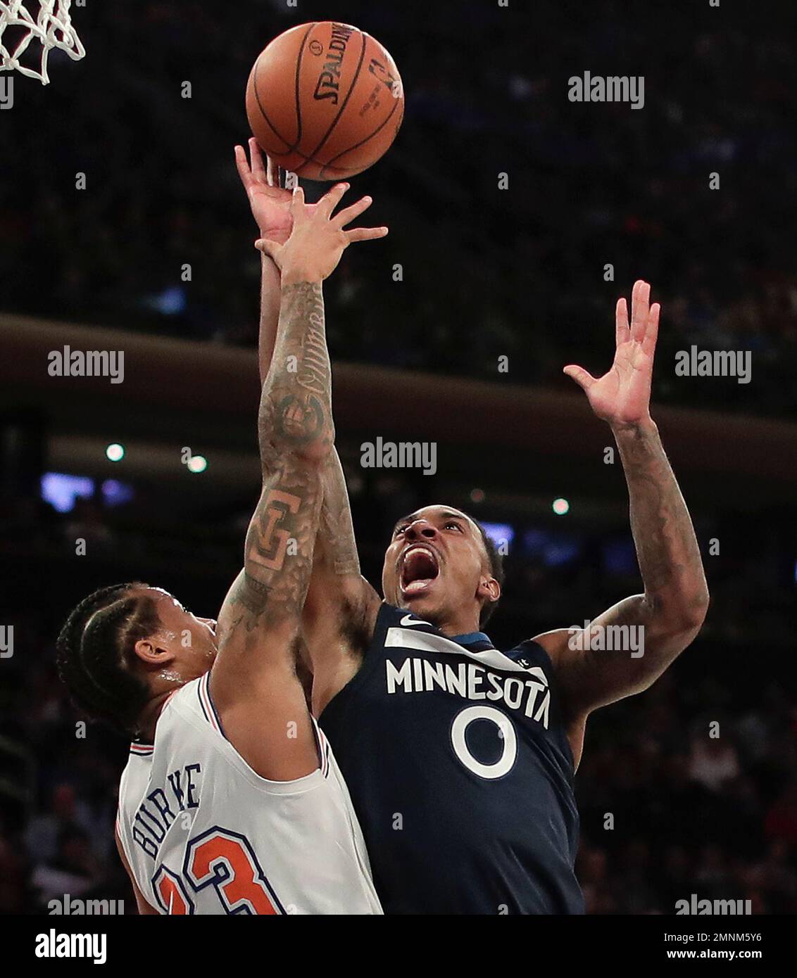 Minnesota Timberwolves guard Jeff Teague (0) shoots against New York ...