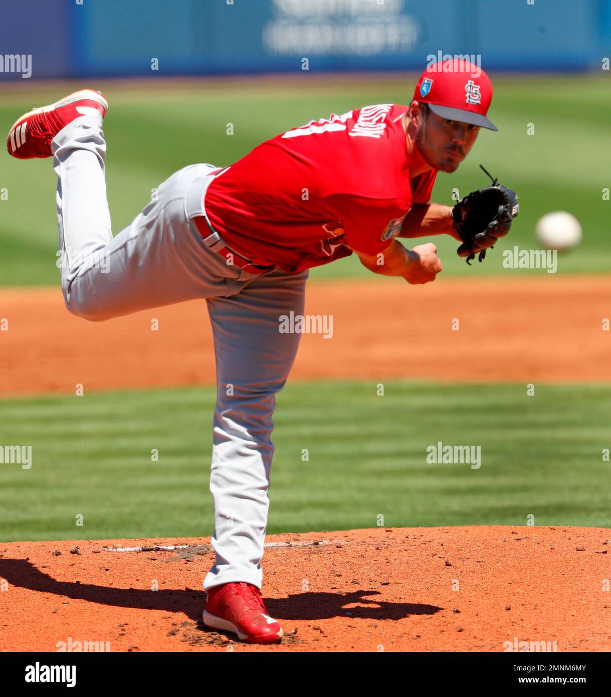 St. Louis Cardinals starting pitcher Dakota Hudson (91) works in the ...