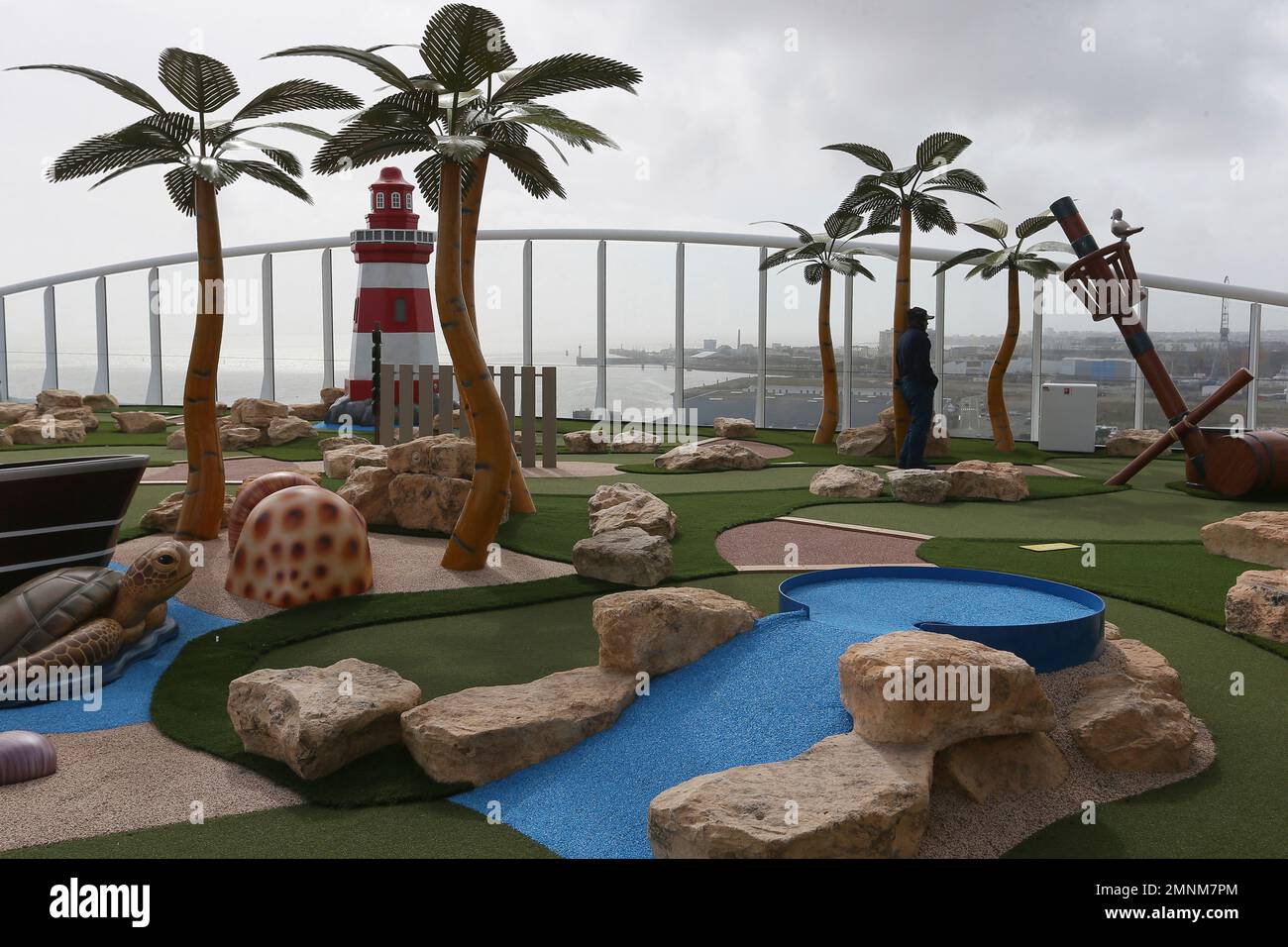 A mini-golf is pictured aboard The Symphony of the Seas, the world's ...