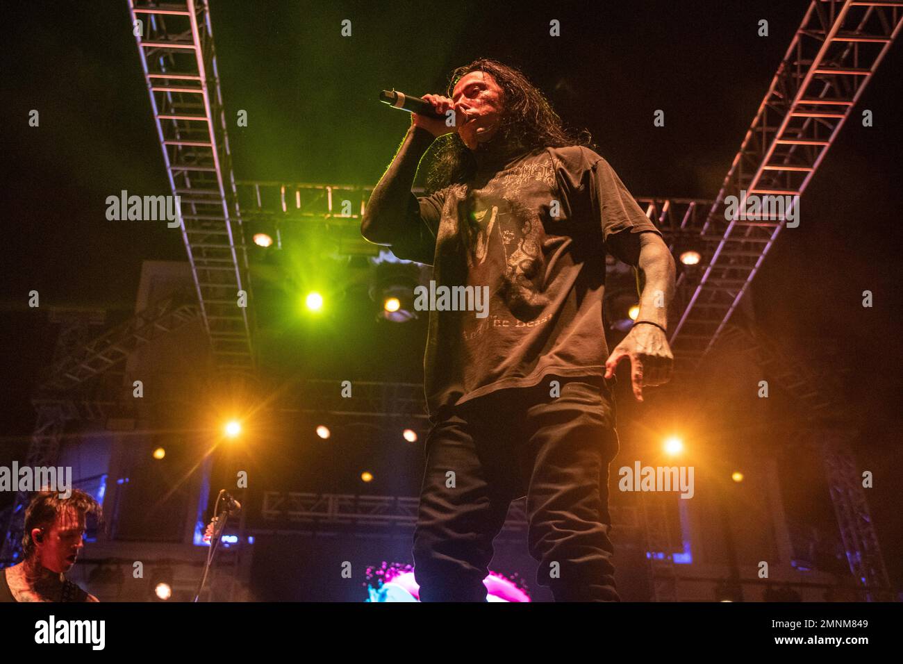 Ronnie Radke of Falling In Reverse performs on board the Carnival Magic ...