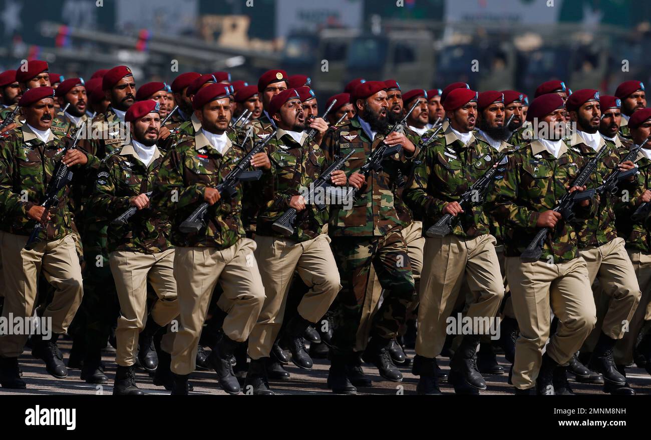 Pakistani commandos from the Special Services Group march during a ...