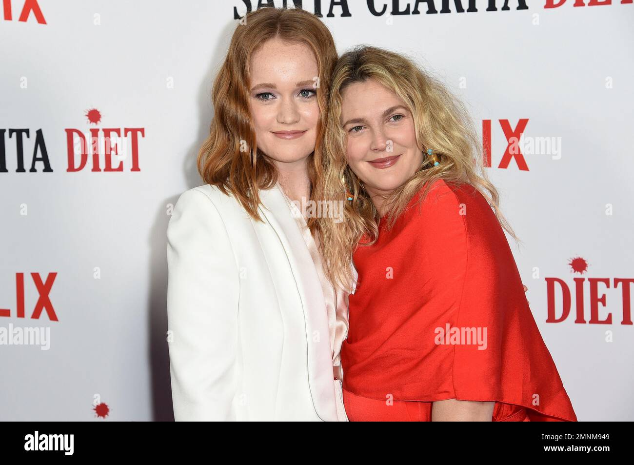 Liv Hewson, left, and Drew Barrymore attend the LA Premiere of "Santa ...