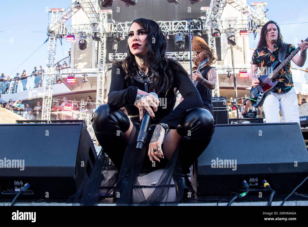 Alecia 'Mixi' Demner performs with The Stowaways on board the Carnival ...