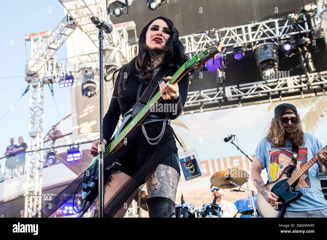 Alecia 'Mixi' Demner performs with The Stowaways on board the Carnival ...