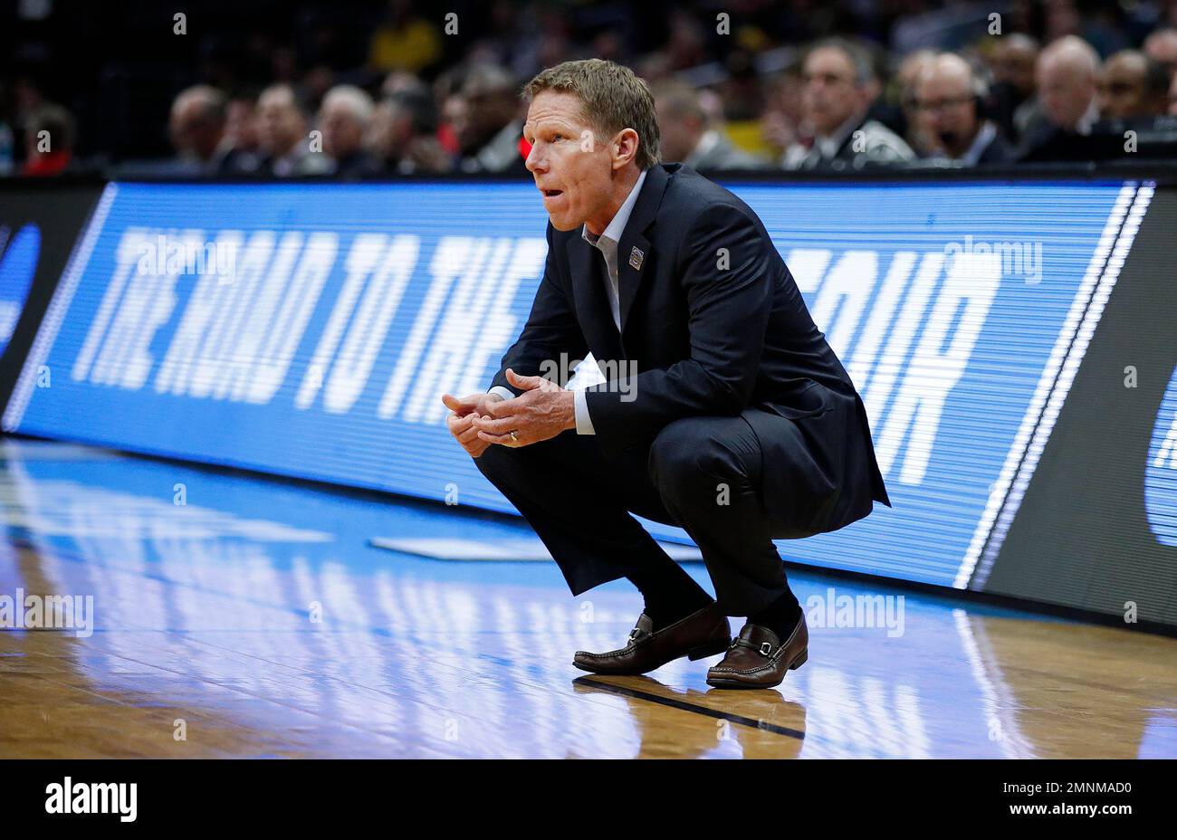 Gonzaga coach Mark Few watches during the first half of the team's NCAA ...