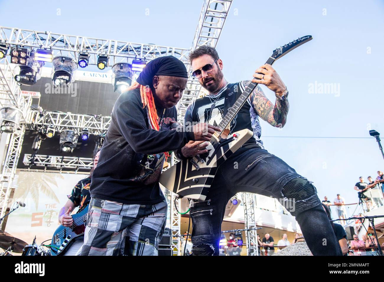 Corey Glover, left, and Jason Hook perform with The Stowaways on board ...
