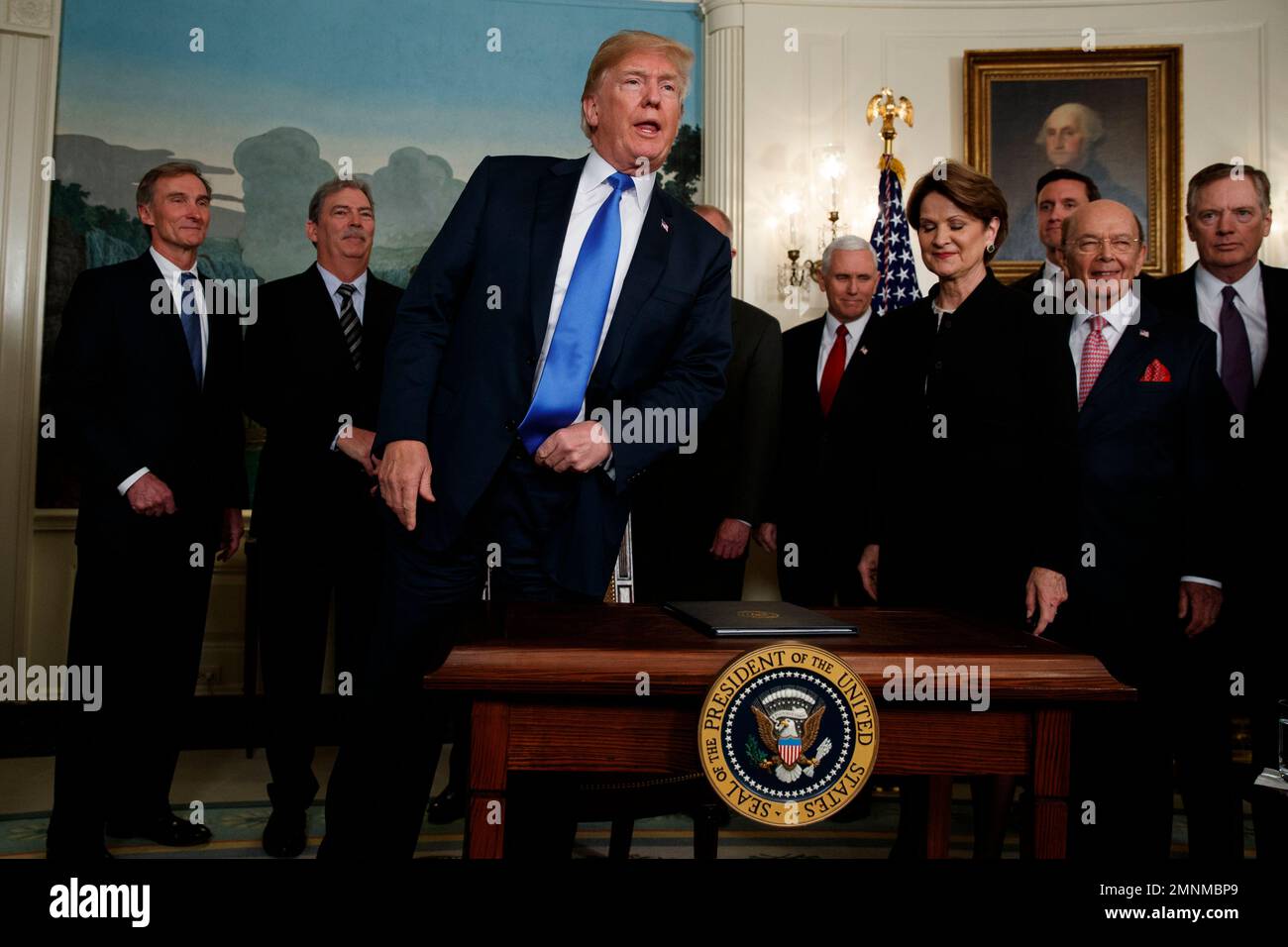 President Donald Trump speaks after signing a Presidential Memorandum ...