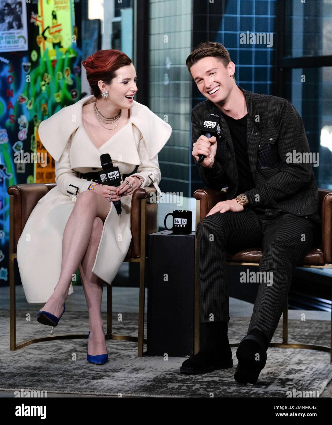 Actors Bella Thorne, left, and Patrick Schwarzenegger participate in ...