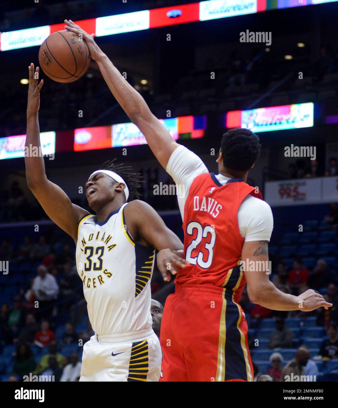 New Orleans Pelicans forward Anthony Davis (23) blocks a shot from ...
