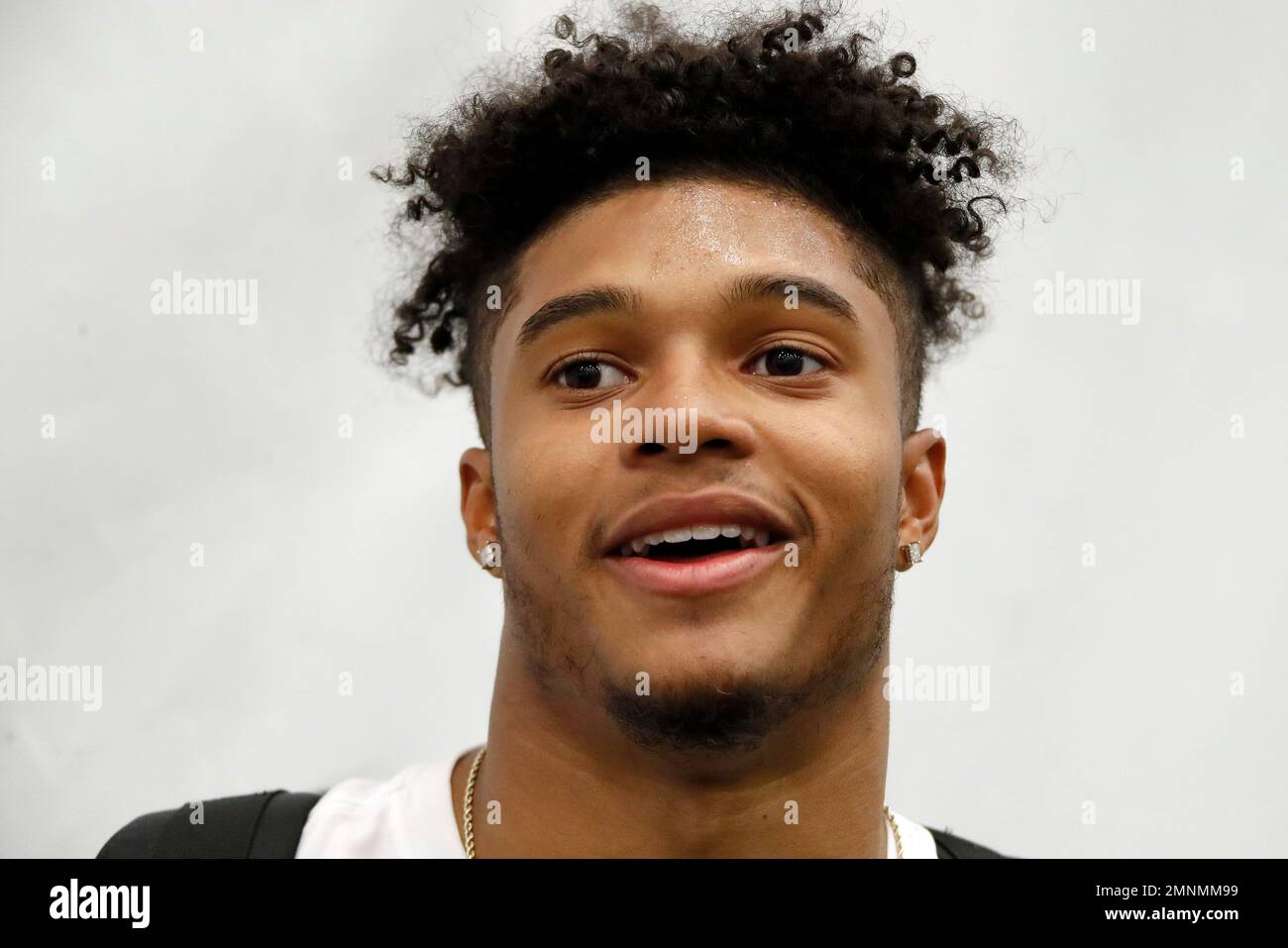 Penn State safety Marcus Allen is interviewed during Penn State Pro Day ...
