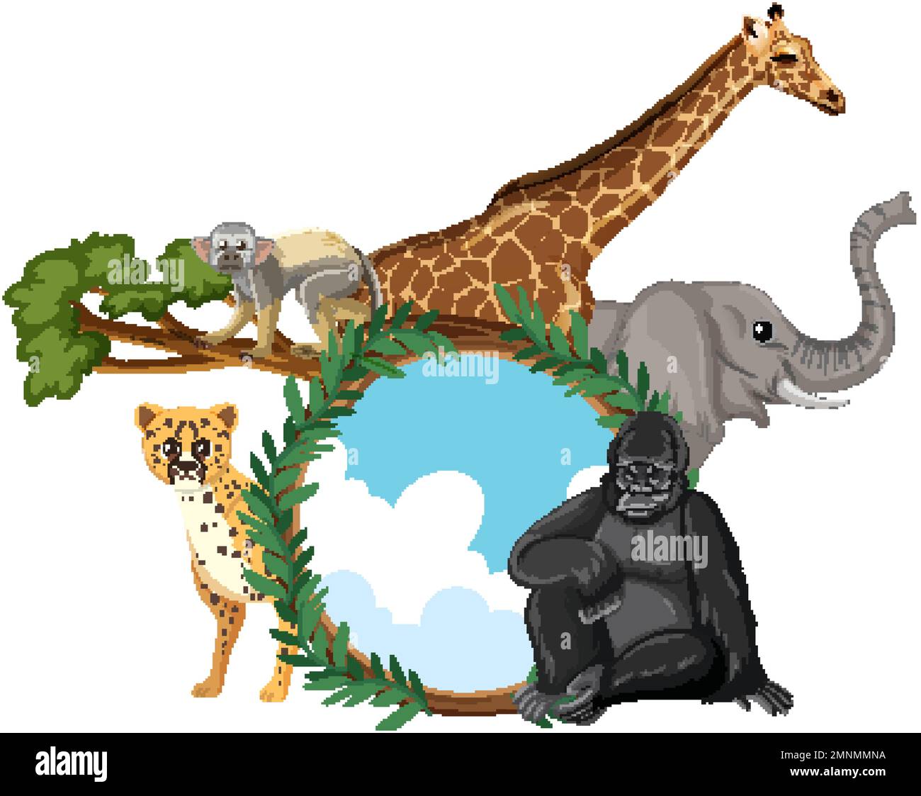 Animals standing on earth planet illustration Stock Vector Image & Art ...