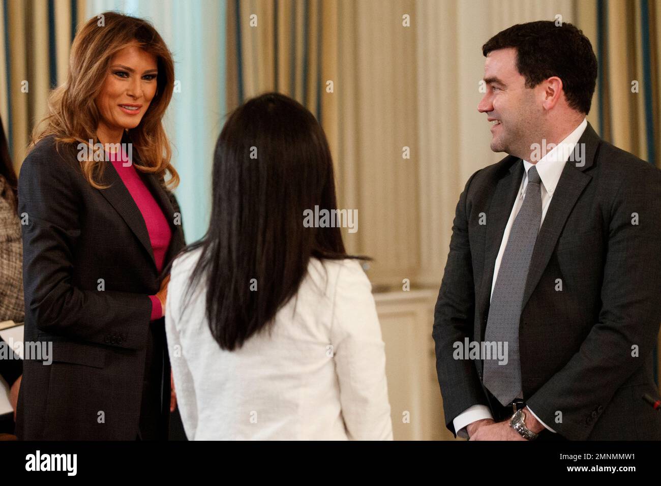 First lady Melania Trump speaks with Snap Director of Public Policy ...