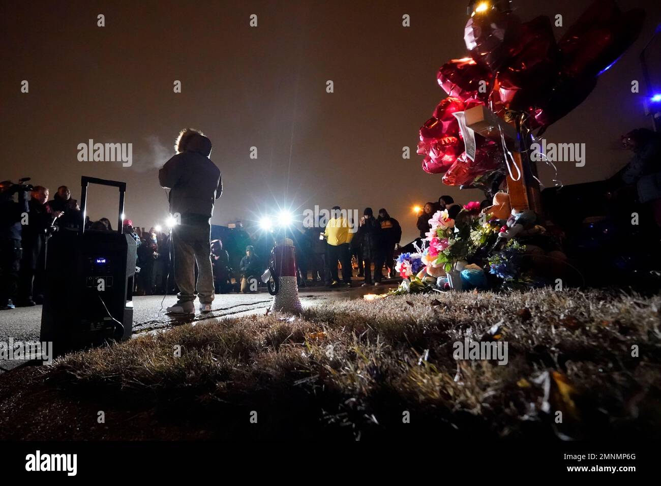 Rodney Wells, stepfather of Tyre Nichols, speaks at a prayer gathering ...