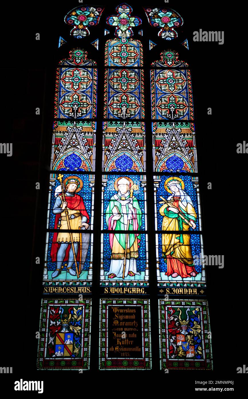 Stained glass windows, St Vitus Cathedral, Prague Castle, Prague, Czech ...