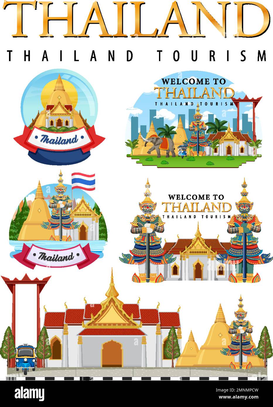 Bangkok Thailand Landmark Logo Banner illustration Stock Vector Image ...