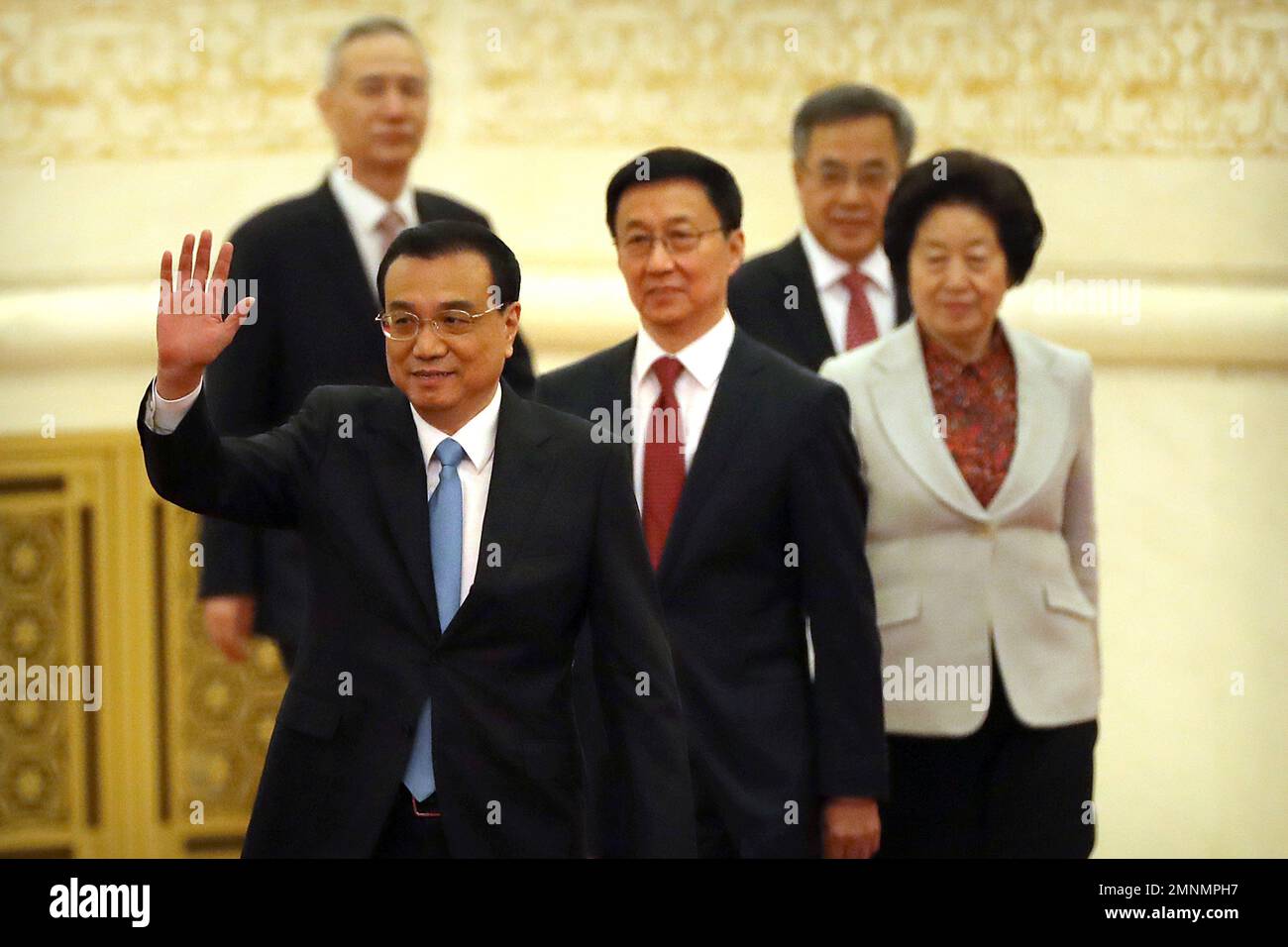 Chinese Premier Li Keqiang and Vice Premiers, front to back, Han Zheng ...