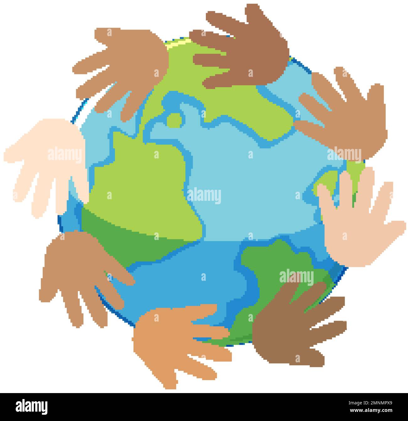 Hands around earth globe illustration Stock Vector Image & Art - Alamy
