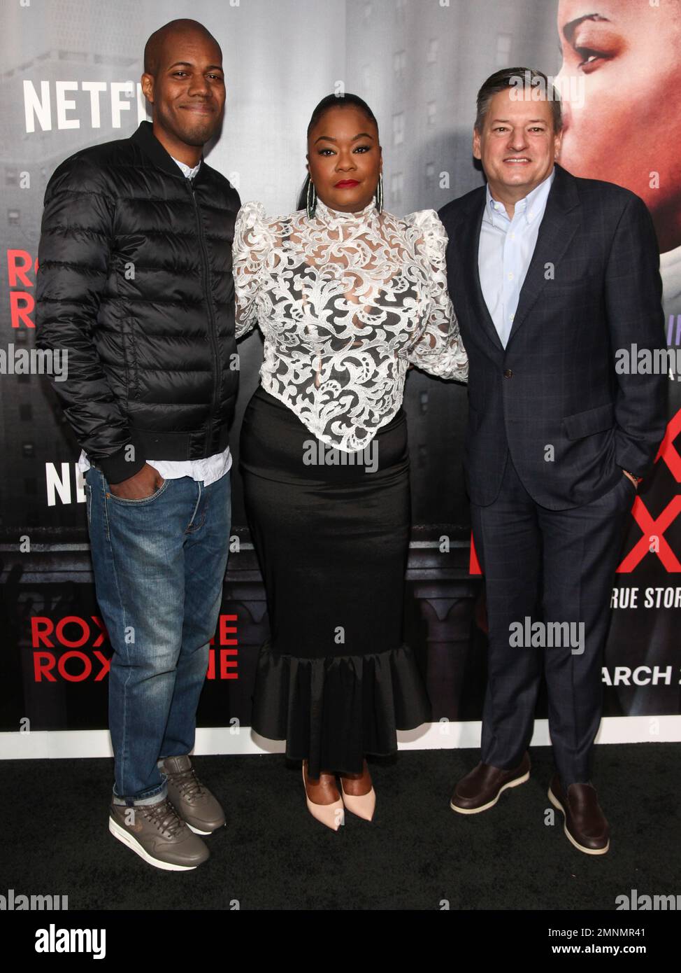 Michael Larnell, from left, Roxanne Shante and Ted Sarandos attend the ...