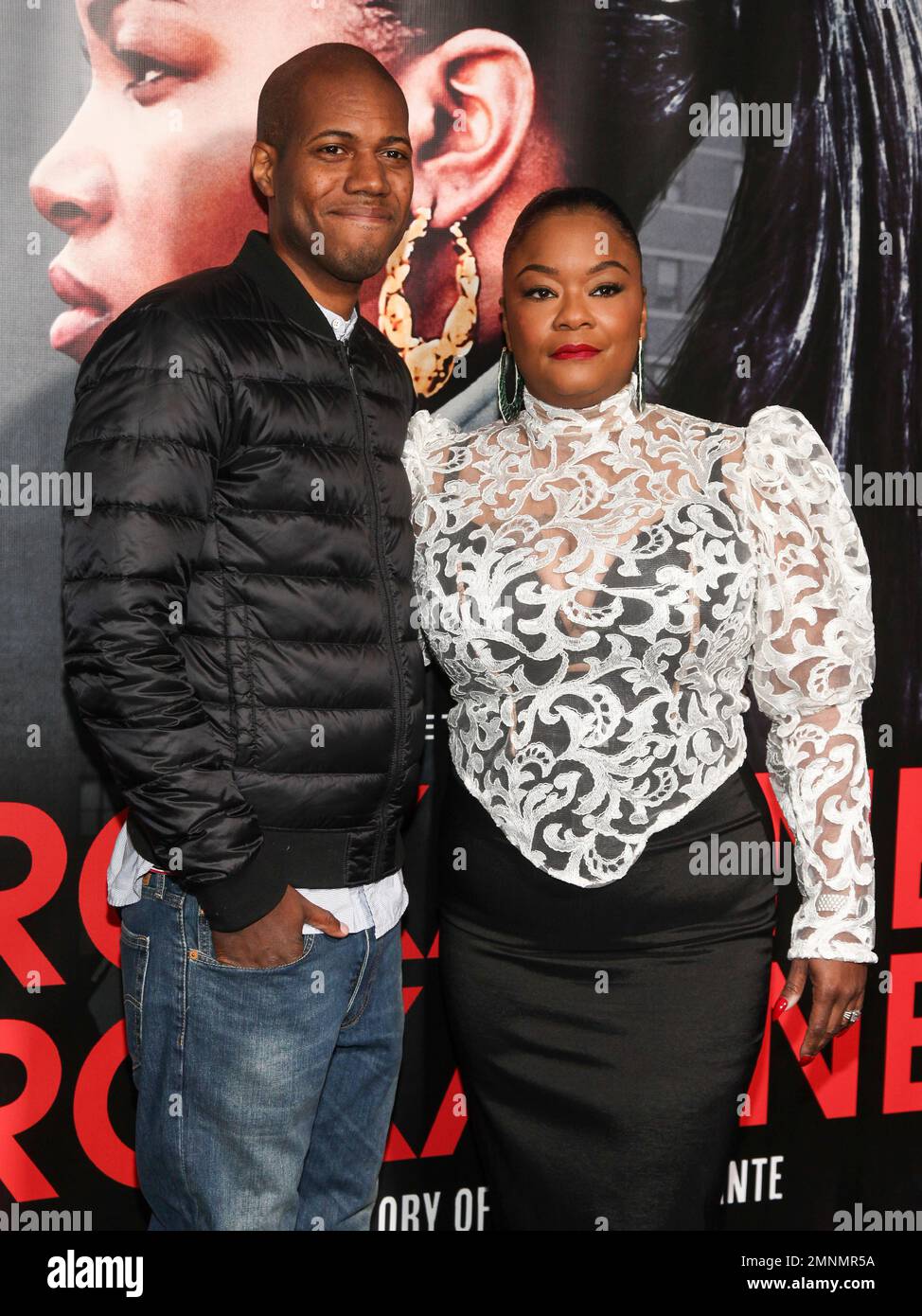 Michael Larnell, left, and Roxanne Shante, right, attend the premiere ...