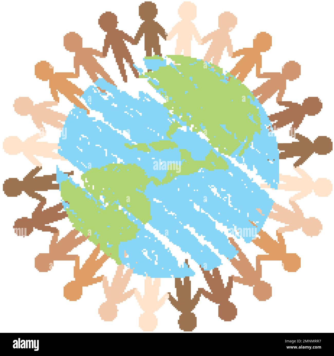 Human icons around earth globe illustration Stock Vector Image & Art ...