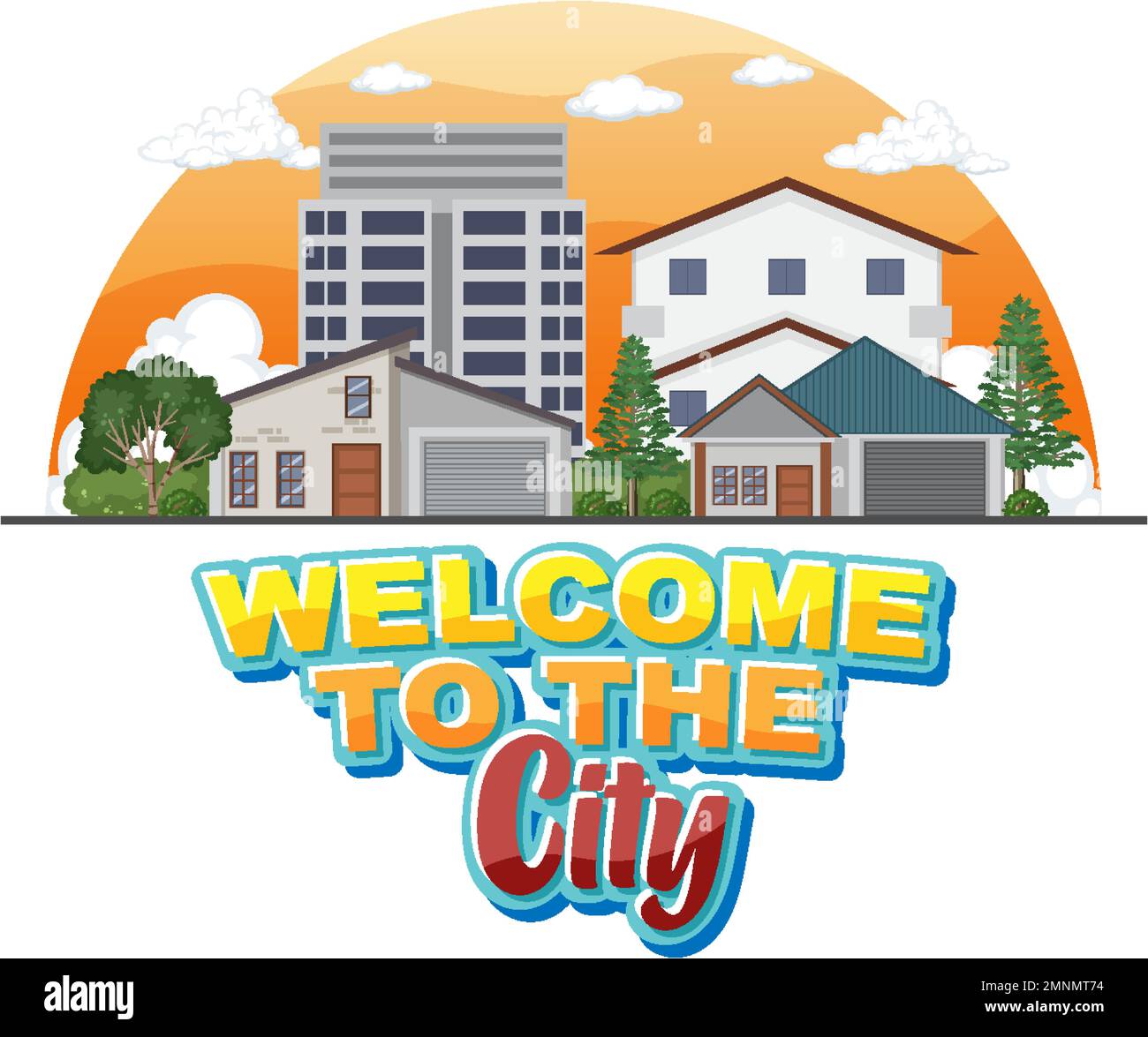 Welcome to the city text for banner and poster design illustration ...