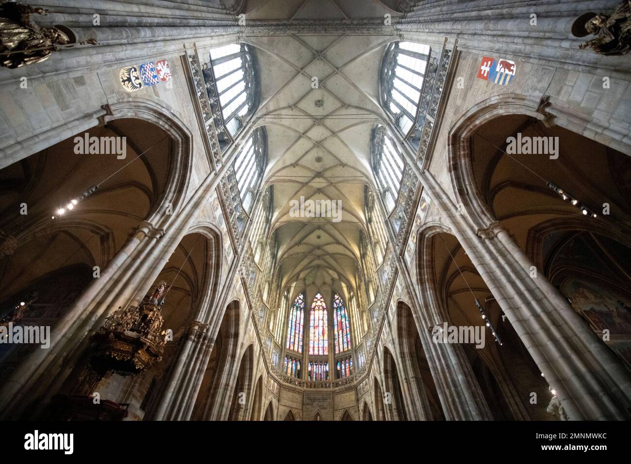 Vaulted ceiling, St Vitus Cathedral, Prague Castle, Prague, Czech ...