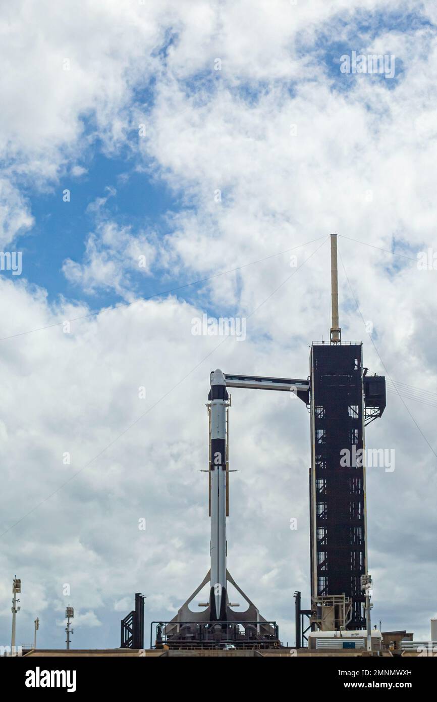 SpaceX's Falcon 9 rocket is staged for launch on Launch Pad 39A at the ...