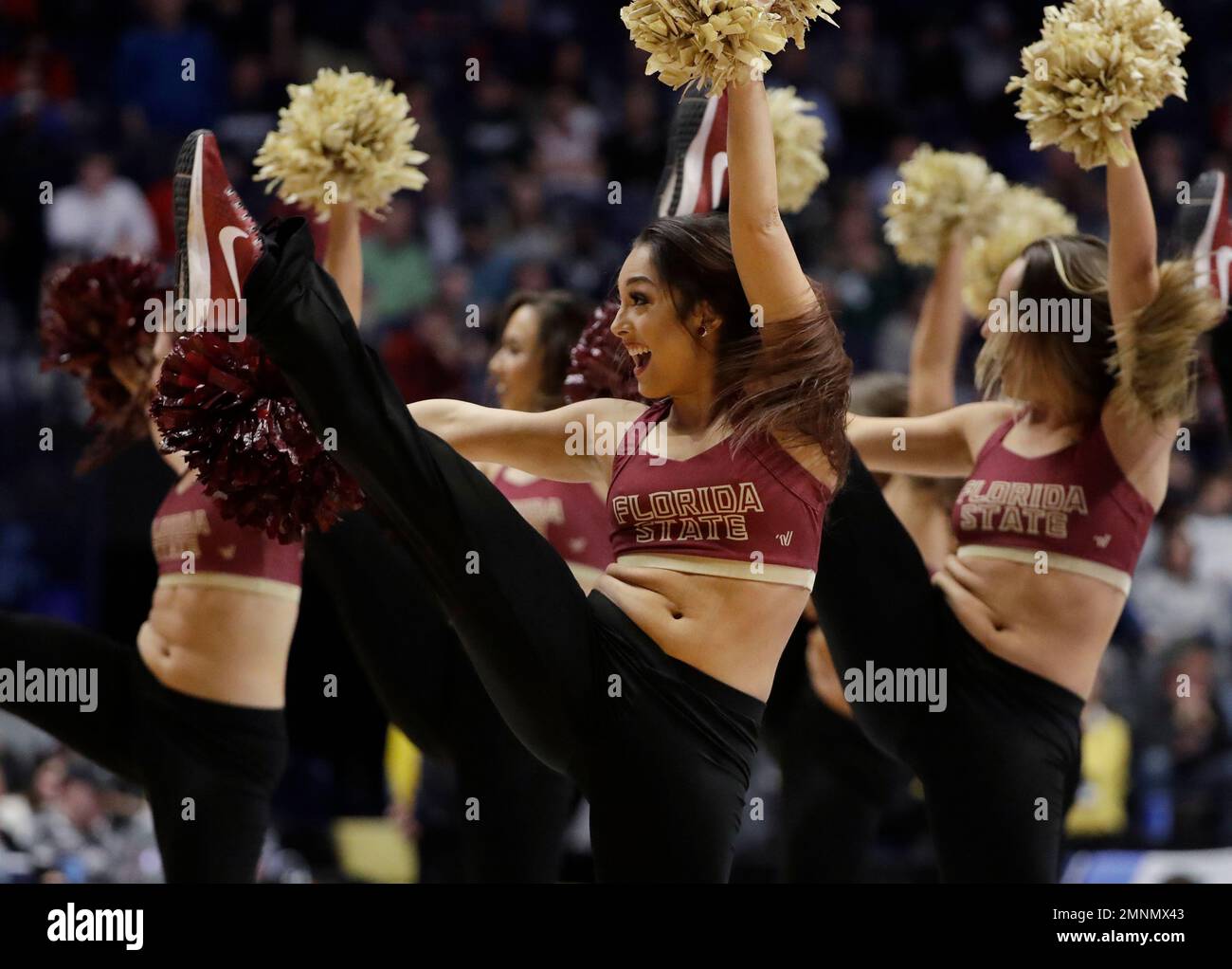 Florida State cheerleaders perform, during the first half of a second ...